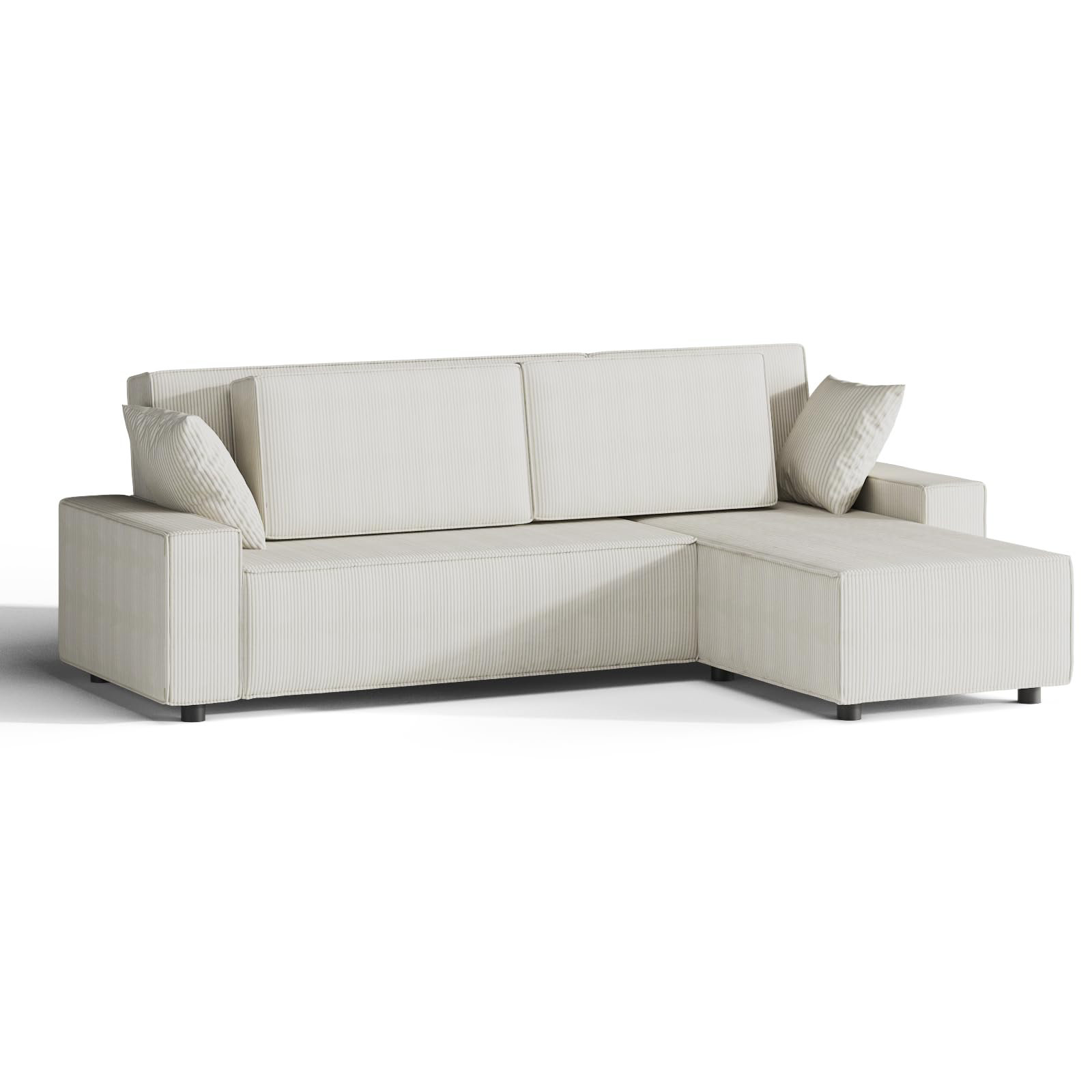 Everly Quinn 96" Sectional Cloud Couch, L Shaped Stripe Corduroy Deep Seat Sofa | Wayfair